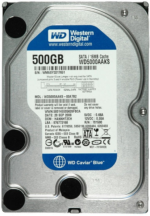 Western Digital Caviar Blue WD5000AAKS 500GB 7200RPM SATA 3.5 Western Digital Caviar Blue WD5000AAKS 500GB 7200RPM SATA 3.5