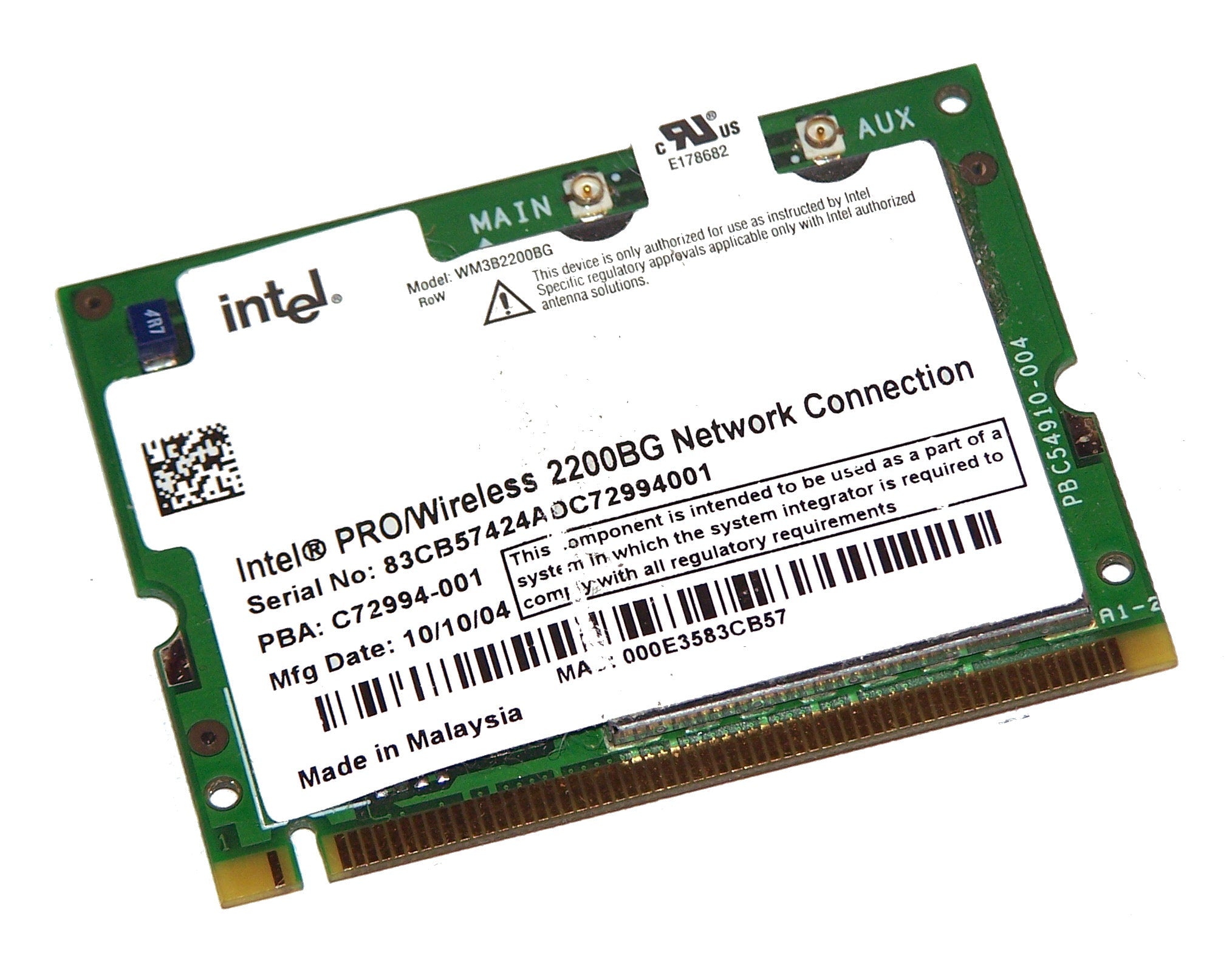 Intel Pro WM3B2200BG 2200BG Internal Wireless LAN Card