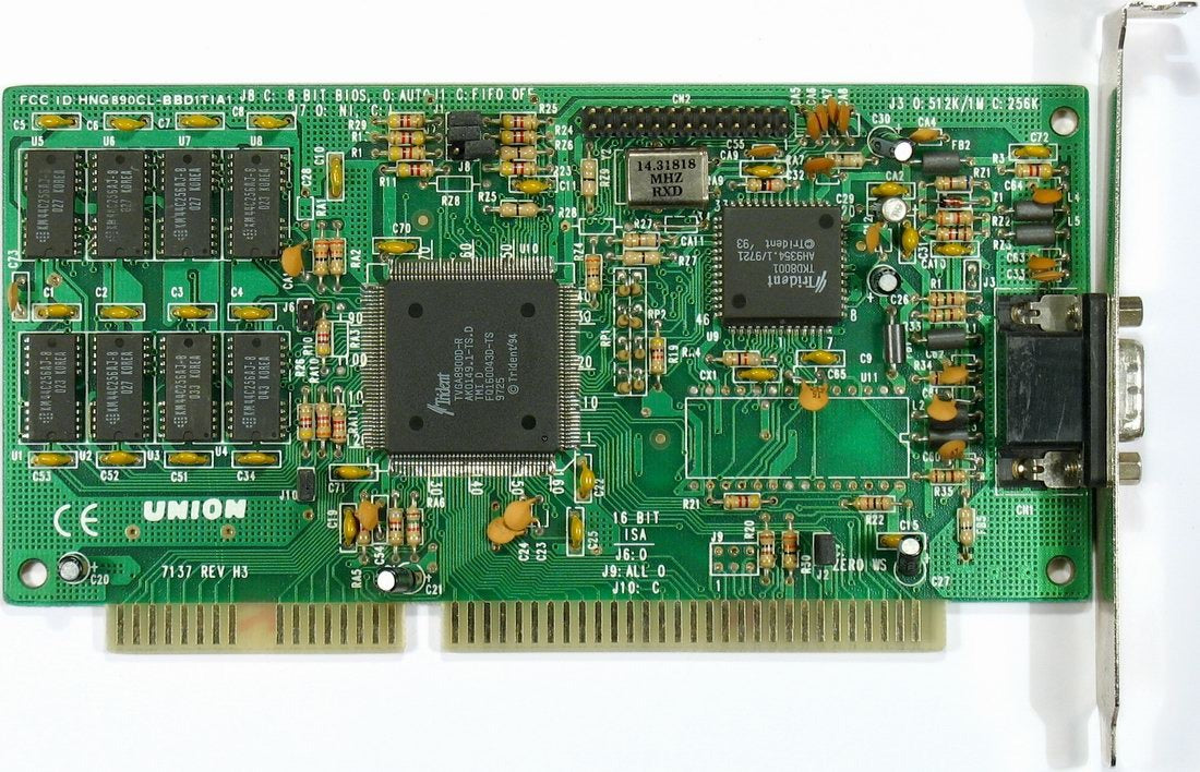 Trident TVGA8900D-R 1Mb 16-Bit 15-Pin D-Sub ISA Video Graphic Adapter