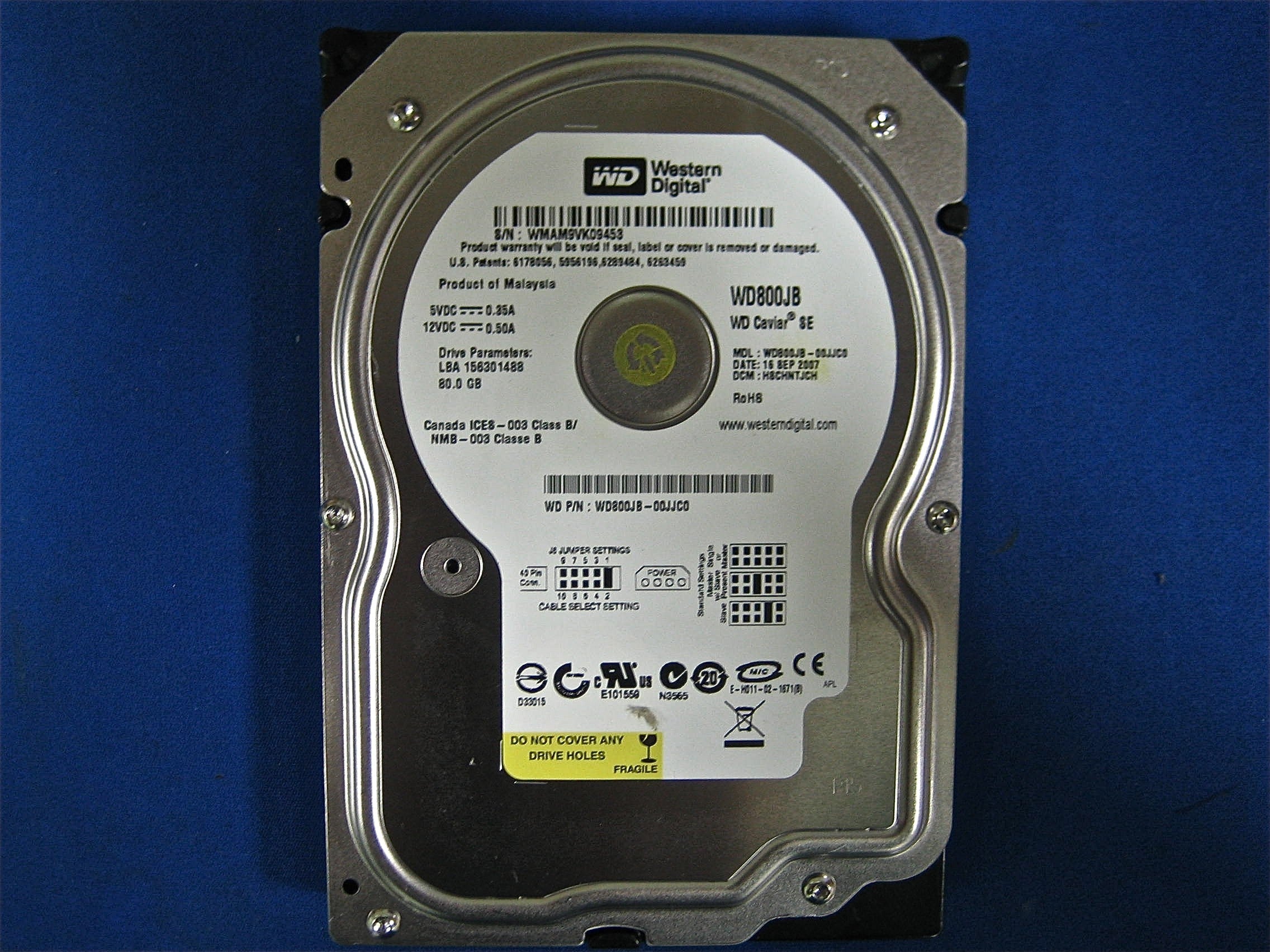 Western Digital WD800JB Series-WD Blue 80Gb 7200Rpm IDE Ultra ATA100 ...